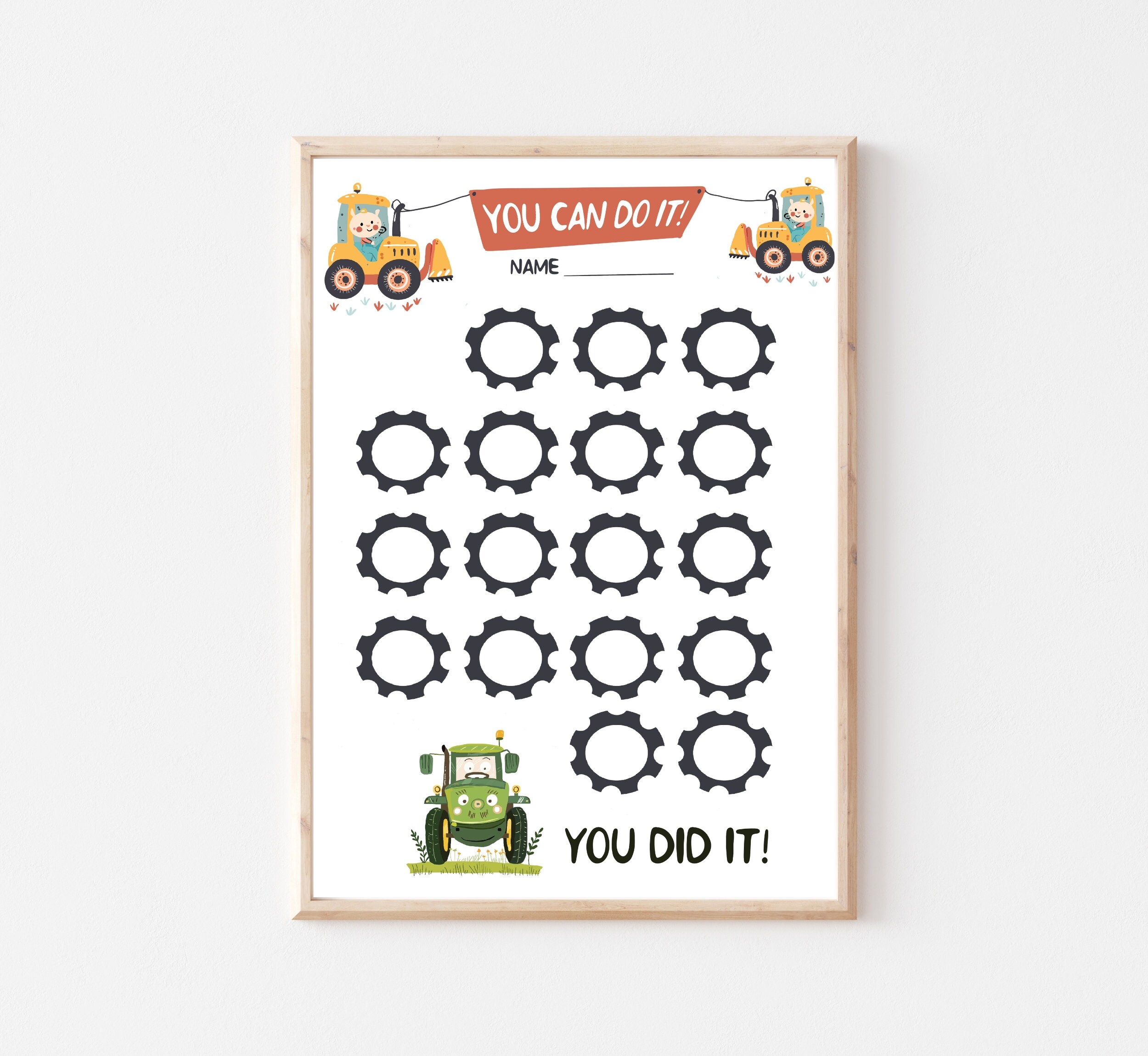 Toddler Tractor Reward Chart, Boys Reward Chart Printable, Kids Digger ...