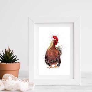 Chicken Art Print, Water Color Painting, Modern Wildlife Print, Farm ...