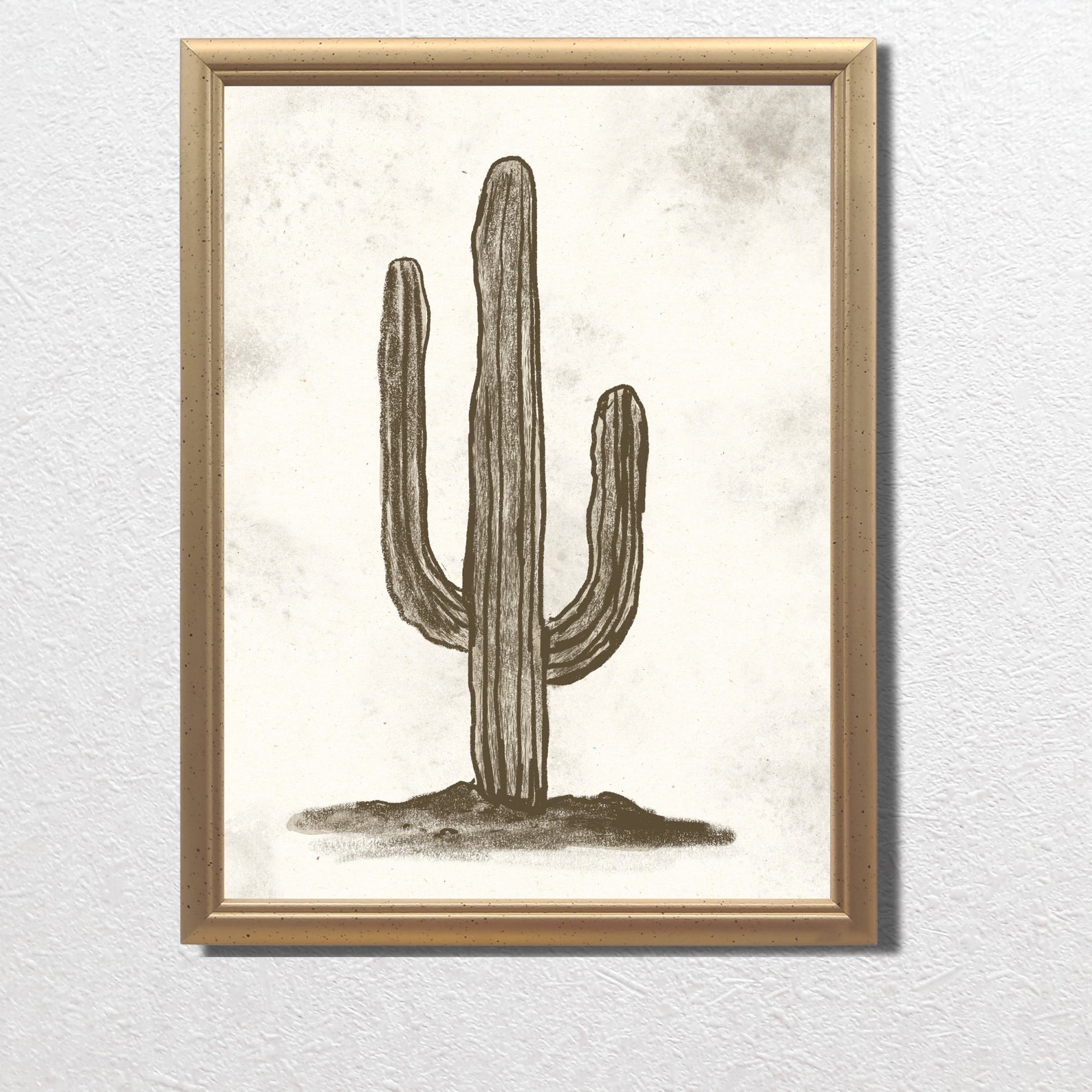 Vintage Cactus Art Print, Western Cowboy Printable, Southwestern ...