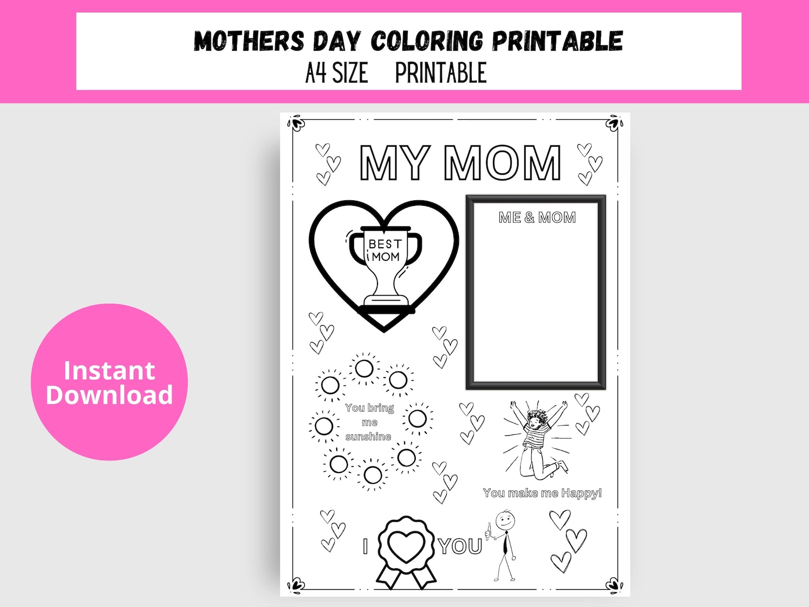 Mother's Day Coloring Page Printable - All About My Mom Instant ...