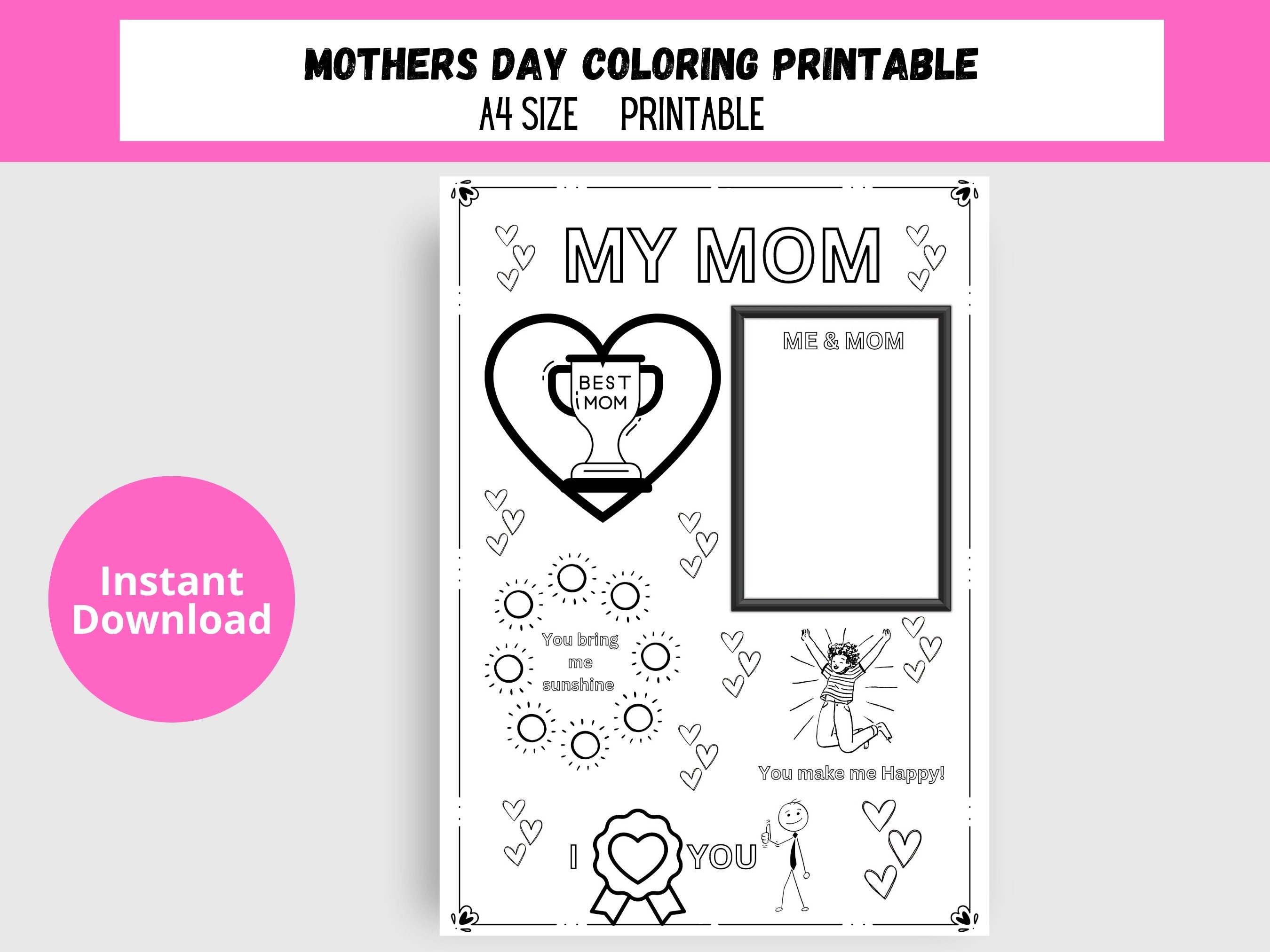 Mother's Day Coloring Page Printable - All About My Mom Instant ...
