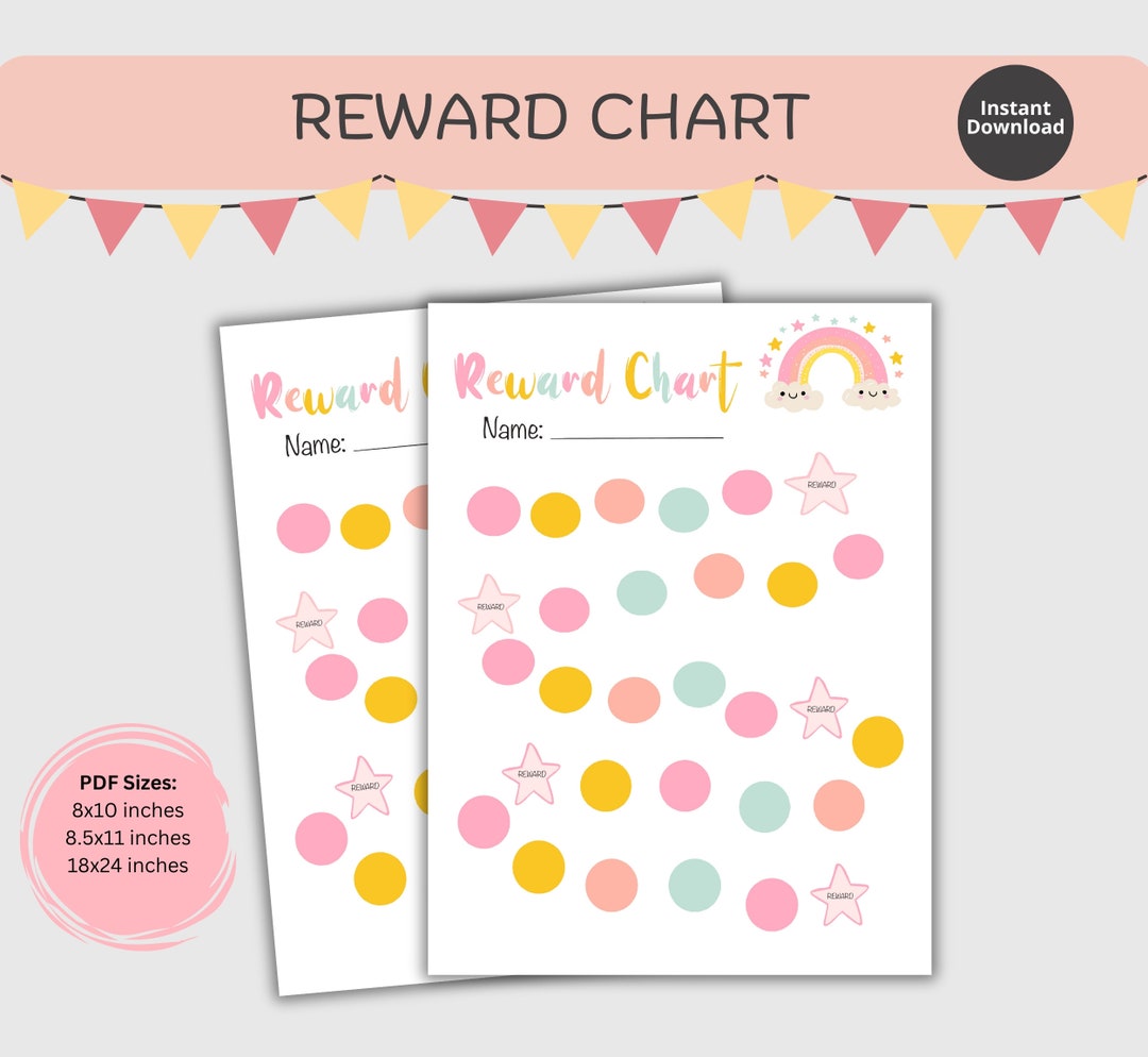 Toddler Reward Chart, Girls Pink Reward Chart Printable, Kids Reward ...