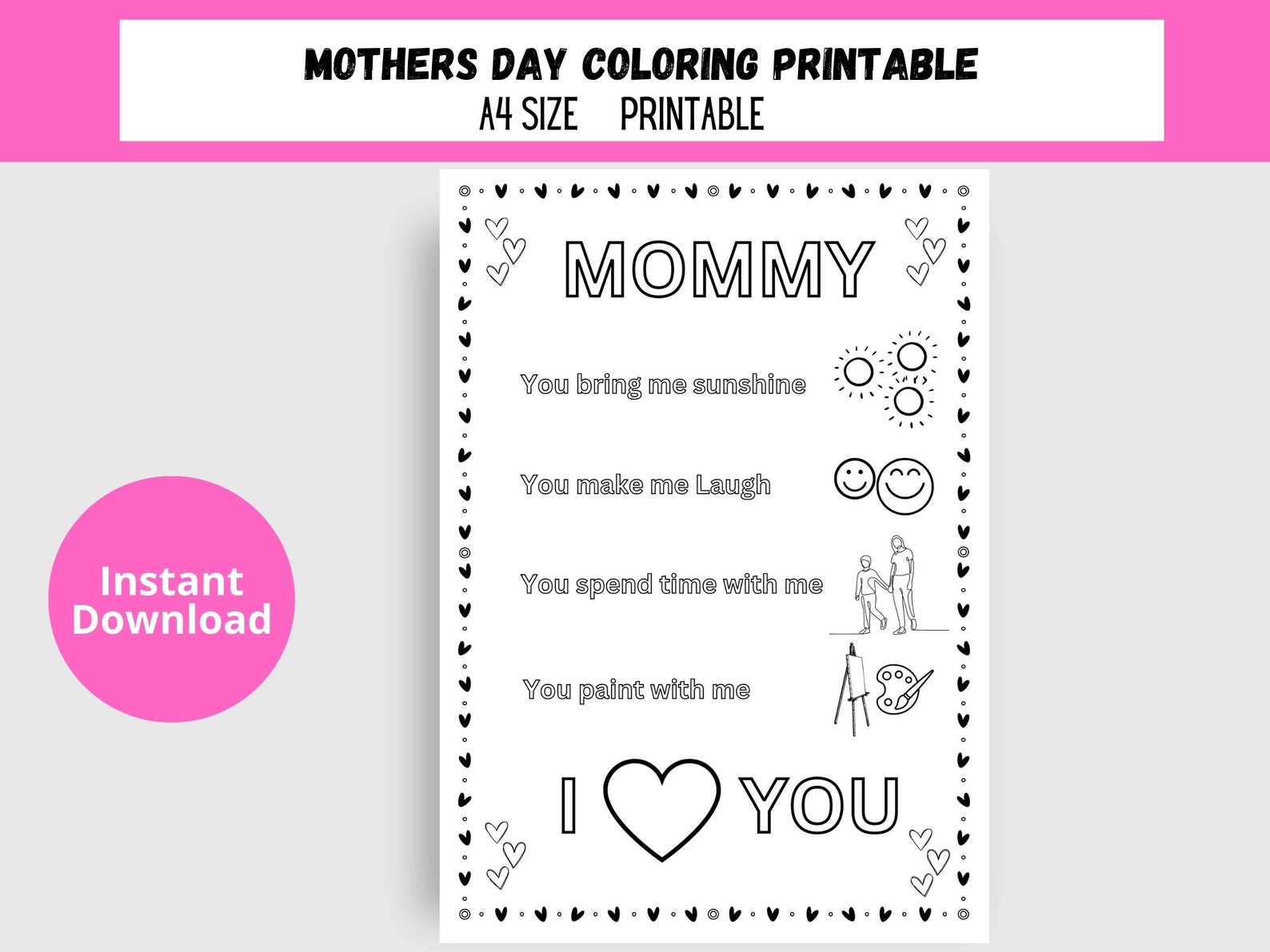 Mother's Day Printable, All About My Mom, Mothers Day Gift, Card for ...