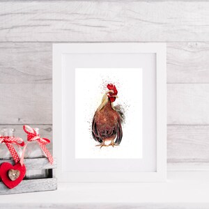 Chicken Art Print, Water Color Painting, Modern Wildlife Print, Farm ...