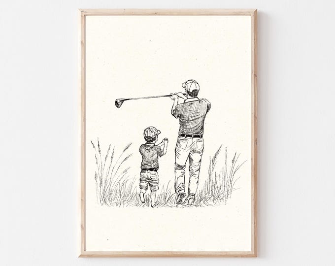 Vintage Golf Teddy Bear Wall Art Set of 5 Watercolor Illustrations Golf ...