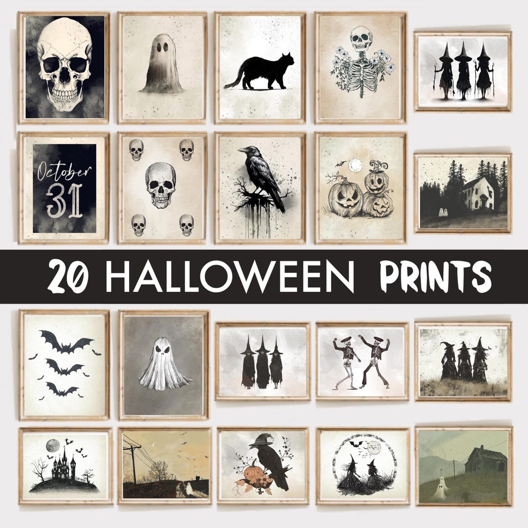Vintage Halloween Prints MEGA BUNDLE, Set of 20 Vintage Halloween ...