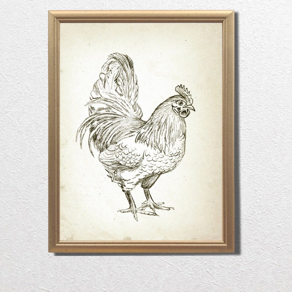 Vintage Rooster Chicken Print, Vintage Nursery Wall Decor, Farmhouse ...