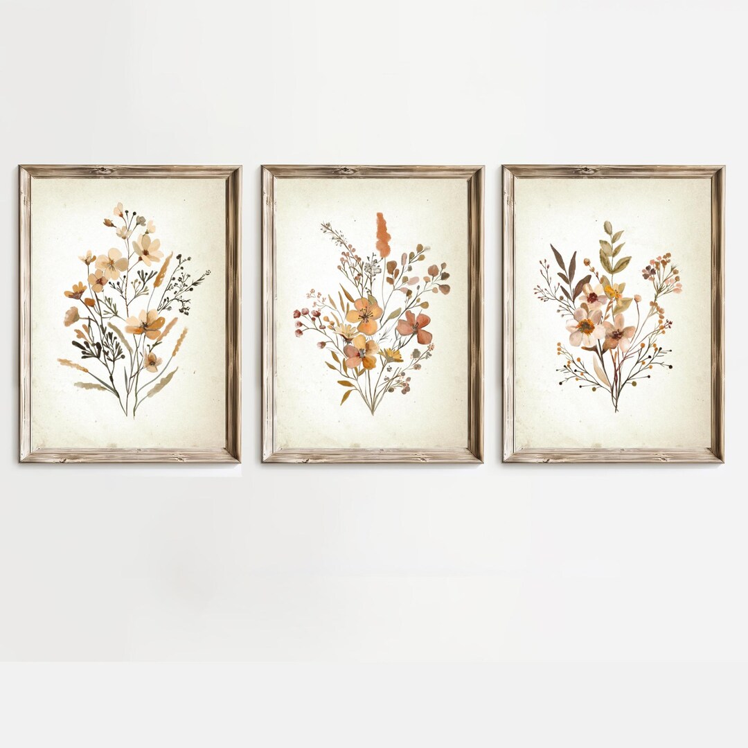 Vintage Watercolor Wild Flower Prints, Printable Botanical Art, Floral ...