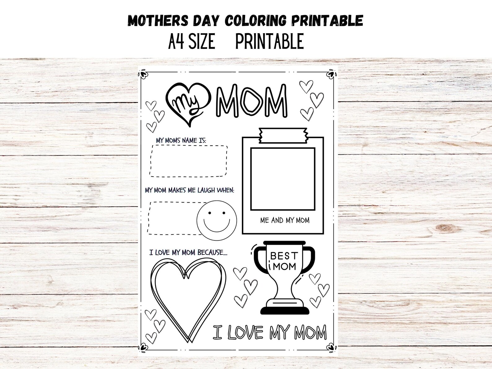 Mother's Day Coloring Page Printable All About My Mom Instant Download ...