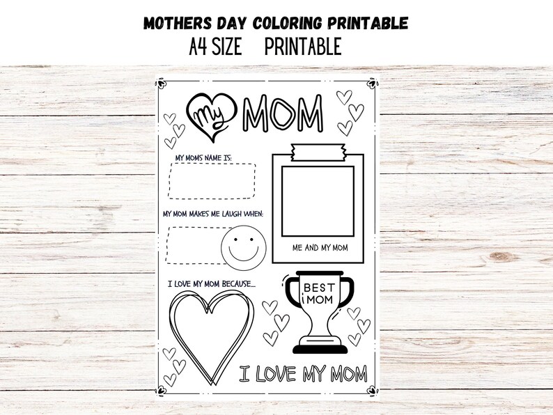 Mother's Day Coloring Page Printable All About My Mom Instant Download ...