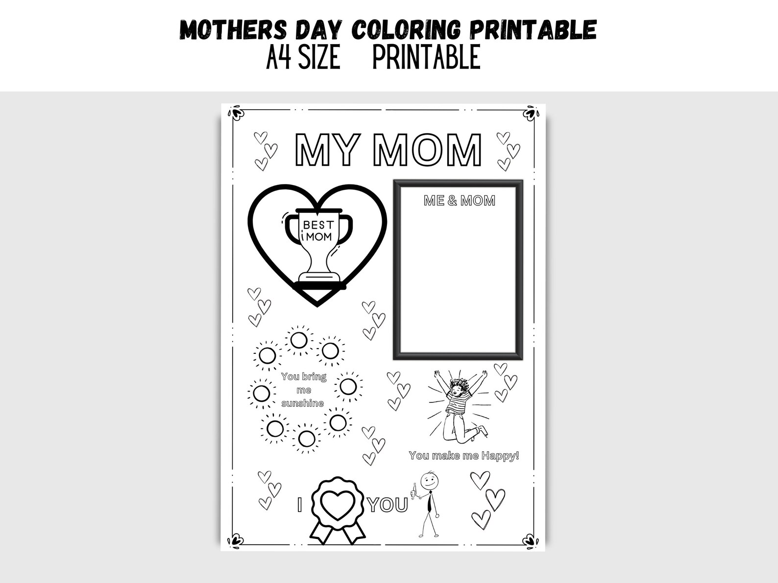 Mother's Day Coloring Page Printable - All About My Mom Instant ...