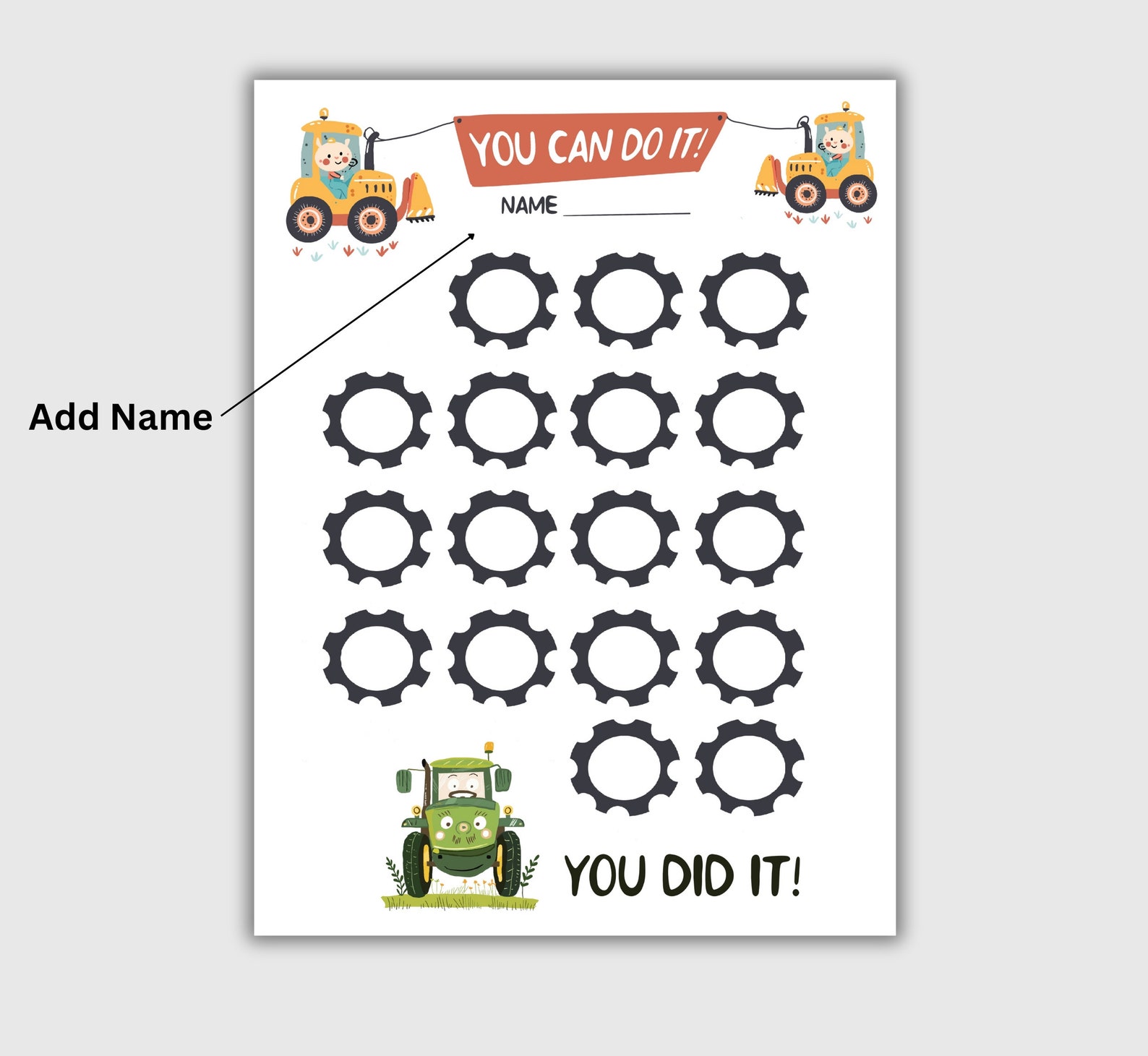 Toddler Tractor Reward Chart, Boys Reward Chart Printable, Kids Digger ...