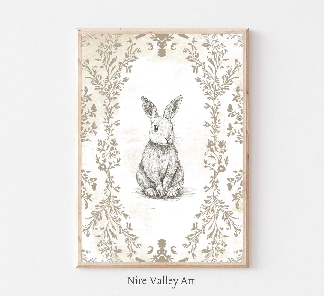 PRINTABLE Vintage Nursery Rabbit Print, Bunny Rabbit Wall Art ...