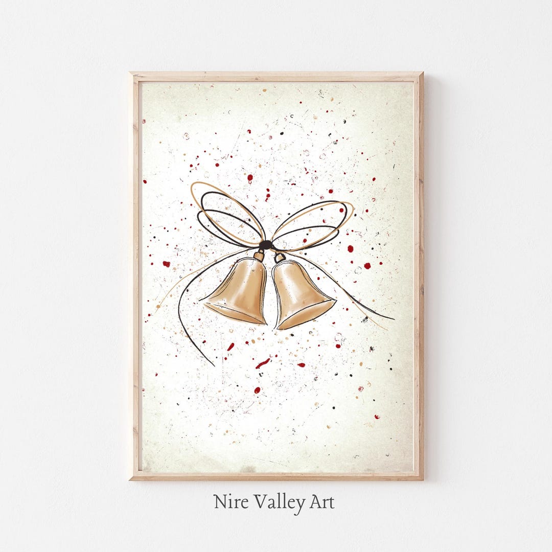 Christmas Printable, Vintage Christmas Bells Wall Art, Rustic Christmas ...