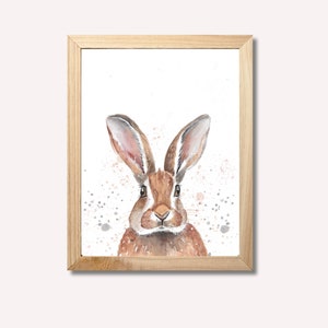 Watercolor Bunny Rabbit Nursery Wall Art, Printable Woodland Animal ...