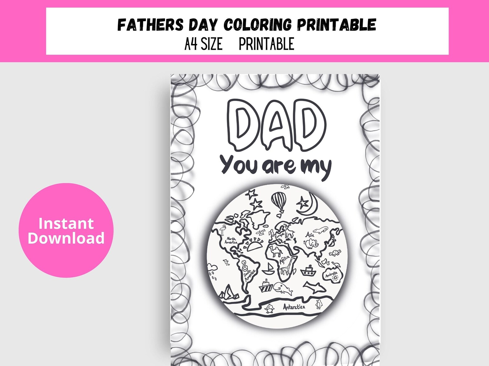 Fathers Day Printable Coloring Page, Dad Instant Download, Kids Gift ...