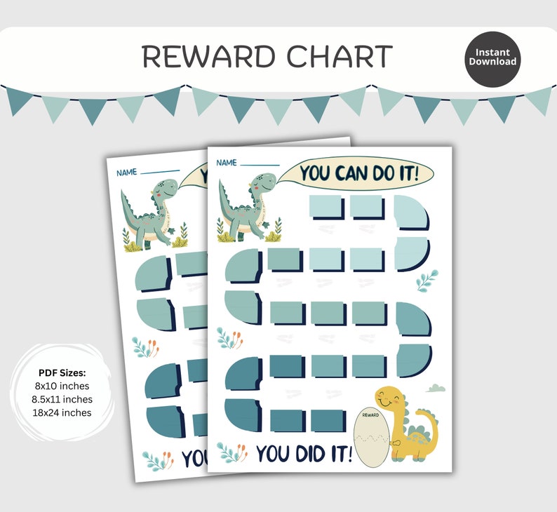 Toddler Dinosaur Reward Chart, Boys Reward Chart Printable, Kids Animal ...