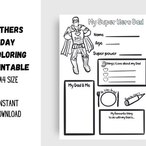 Fathers Day Printable Coloring Page,fathers Day Gift,digital Instant ...