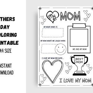 Mother's Day Coloring Page Printable - All About My Mom Instant ...