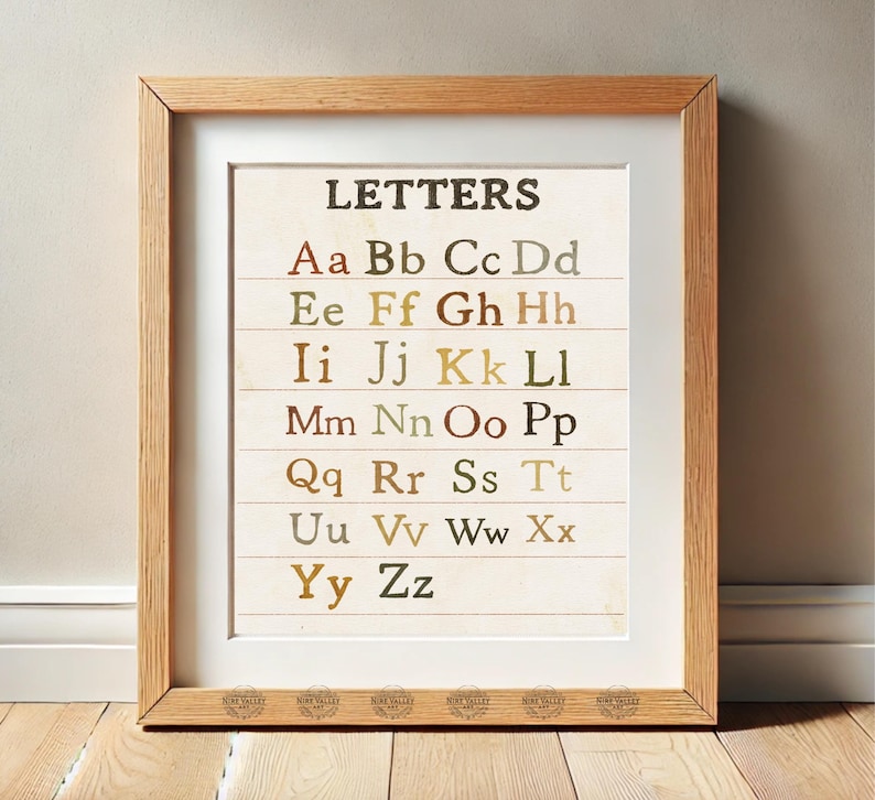 Alphabet Chart Printable, Vintage ABC Wall Art, Educational Letters ...