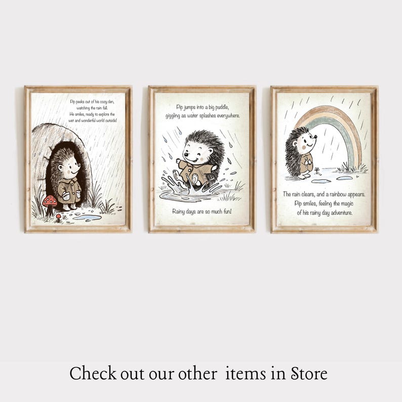Woodland Animal Printable, Vintage Storybook Nursery Prints, Hedgehog ...