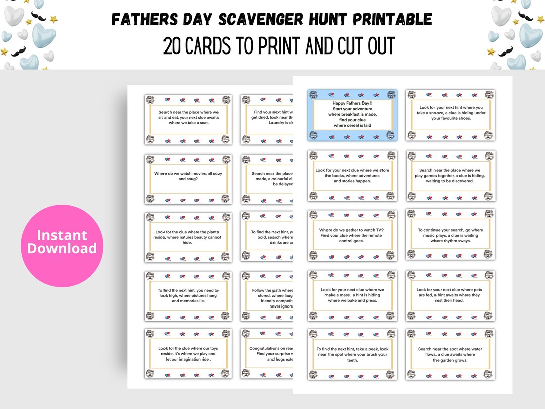 Fathers Day Scavenger Hunt, Fathers Day Treasure Hunt, Indoor Treasure ...