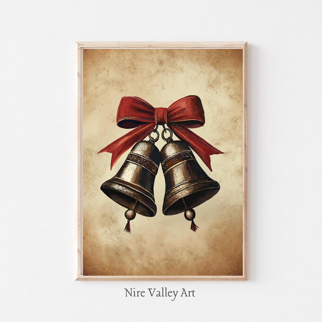 Vintage Christmas Bells Wall Art Print | Nostalgic Holiday Decor ...