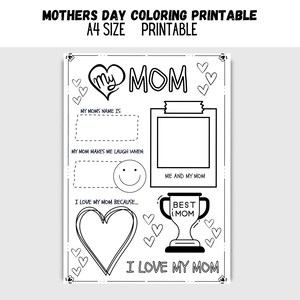 Mother's Day Coloring Page Printable - All About My Mom Instant ...