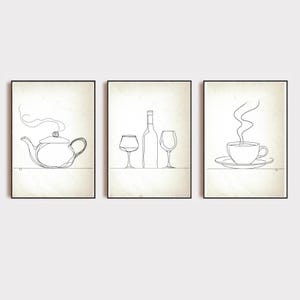 Kitchen Wall Art Set of 5, Line Drawing Kitchen Prints, Mixer Print ...