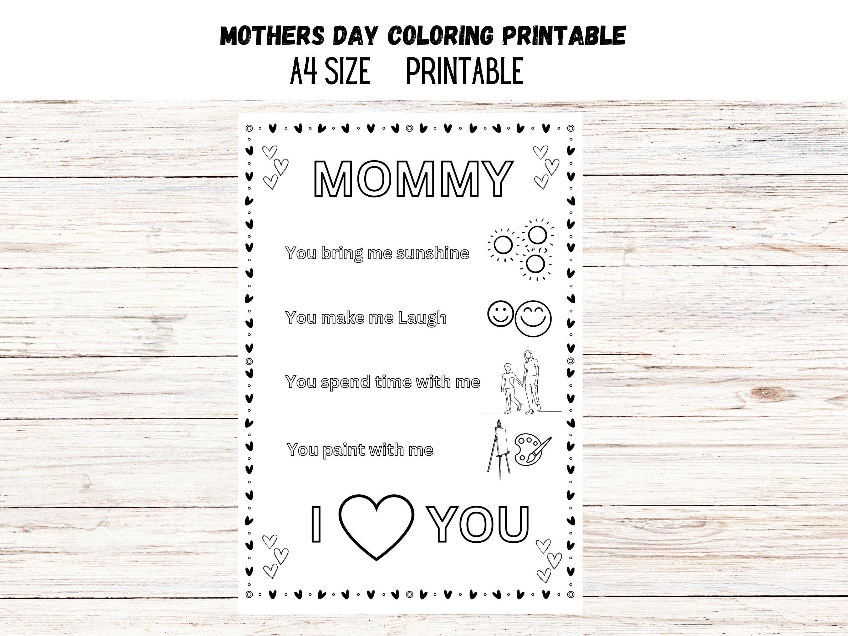 Mother's Day Printable, All About My Mom, Mothers Day Gift, Card for ...