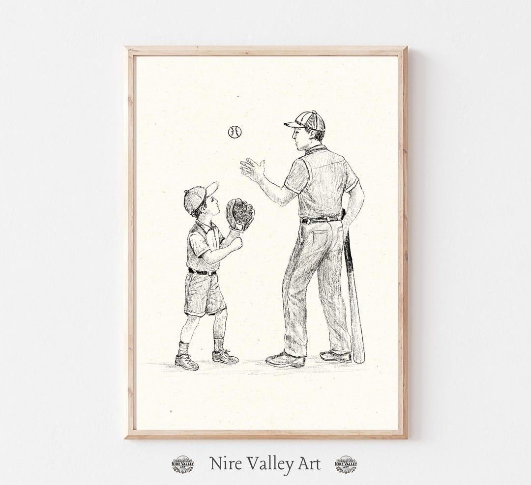 Father Son Print, Vintage Baseball Print, Nursery Wall Art, Kids Sports ...