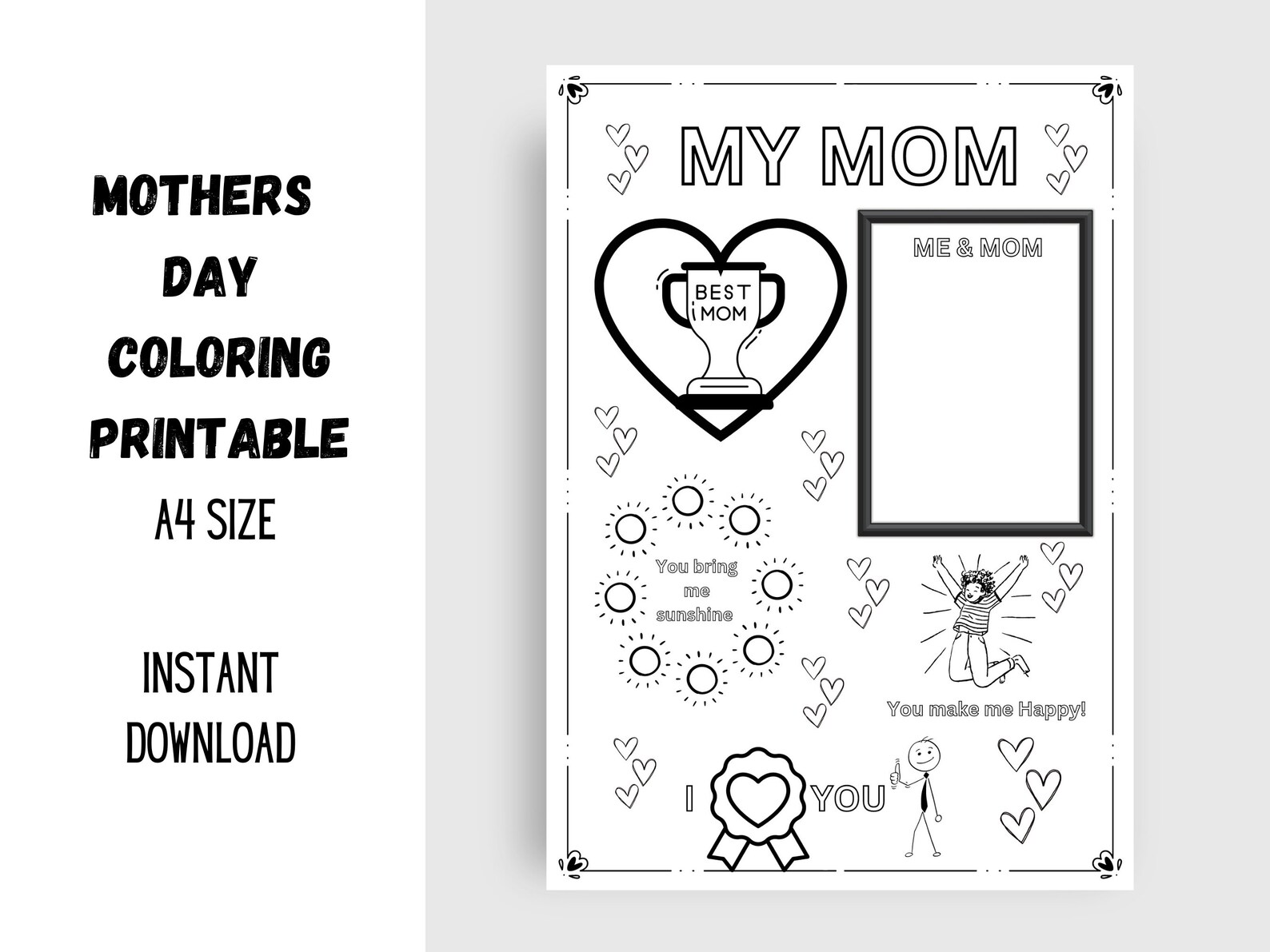 Mother's Day Coloring Page Printable - All About My Mom Instant ...