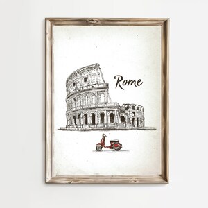 Vintage Rome Print, Retro Travel Wall Art, Rome Gallery Printable ...