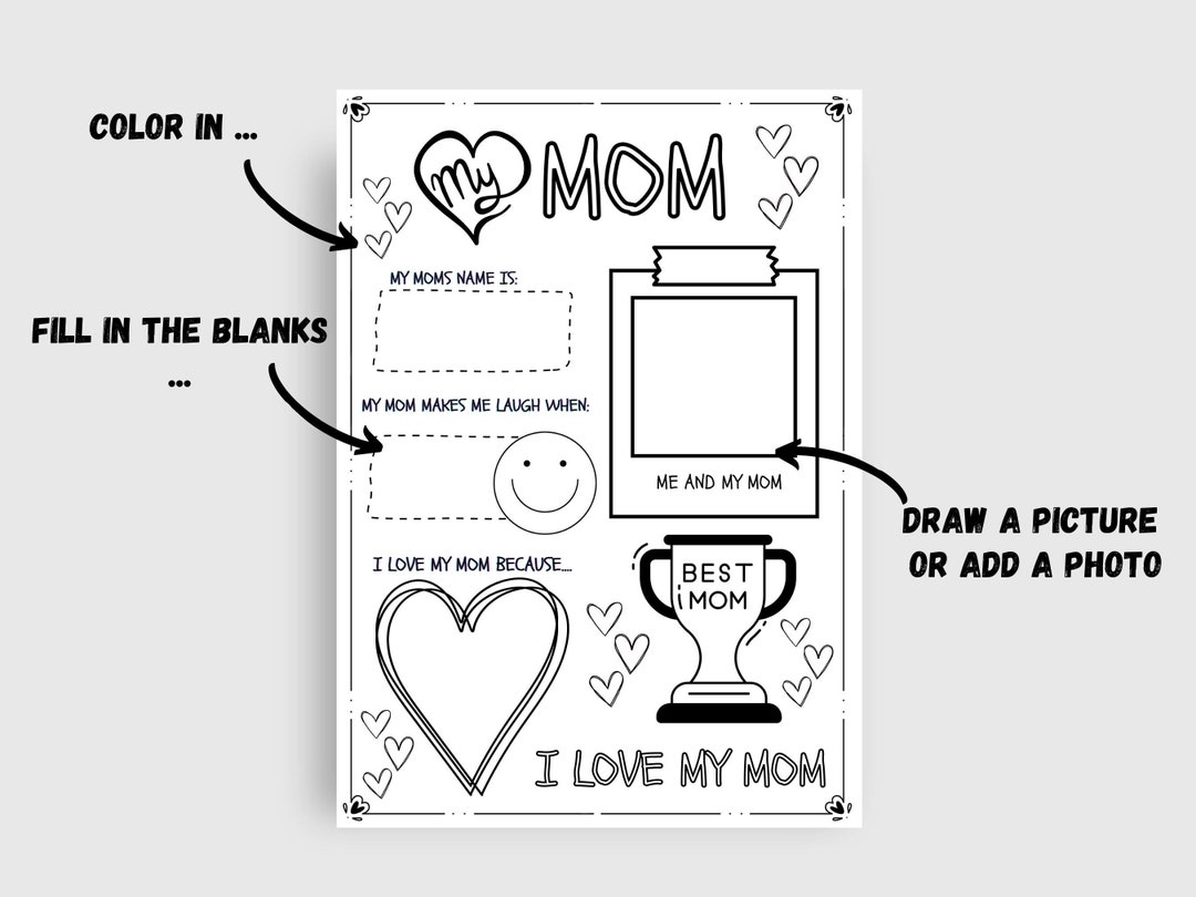 Mother's Day Coloring Page Printable - All About My Mom Instant ...
