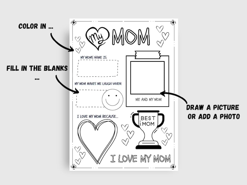 Mother's Day Coloring Page Printable All About My Mom Instant Download ...