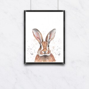 Watercolor Bunny Rabbit Nursery Wall Art, Printable Woodland Animal ...