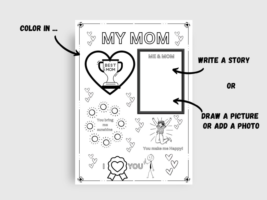 Mother's Day Coloring Page Printable - All About My Mom Instant ...