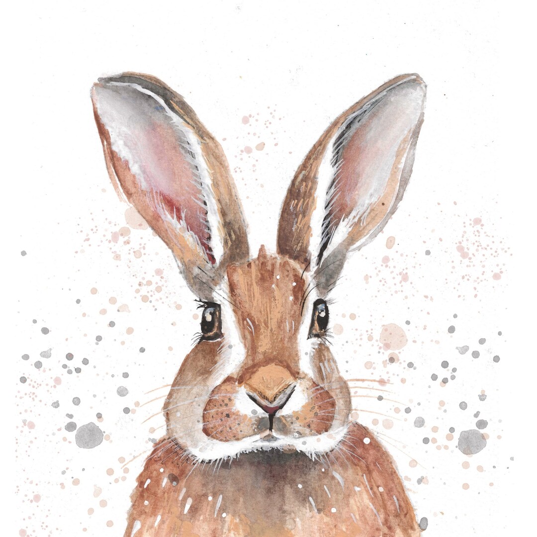 Watercolor Bunny Rabbit Nursery Wall Art, Printable Woodland Animal ...