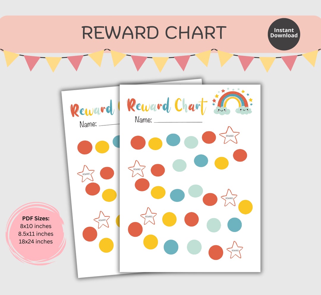Toddler Reward Chart, Kids Reward Chart Printable, Rainbow Reward Chart ...