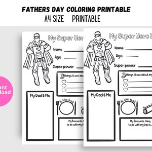Fathers Day Printable Coloring Page,fathers Day Gift,digital Instant ...