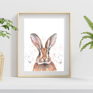 Watercolor Bunny Rabbit Nursery Wall Art, Printable Woodland Animal ...