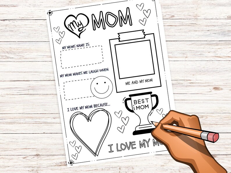 Mother's Day Coloring Page Printable All About My Mom Instant Download ...