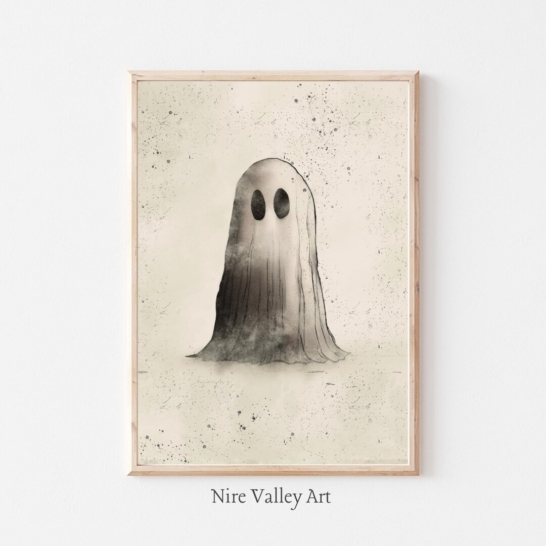 Vintage Halloween Ghost Poster, Vintage Wall Art Prints, Halloween ...