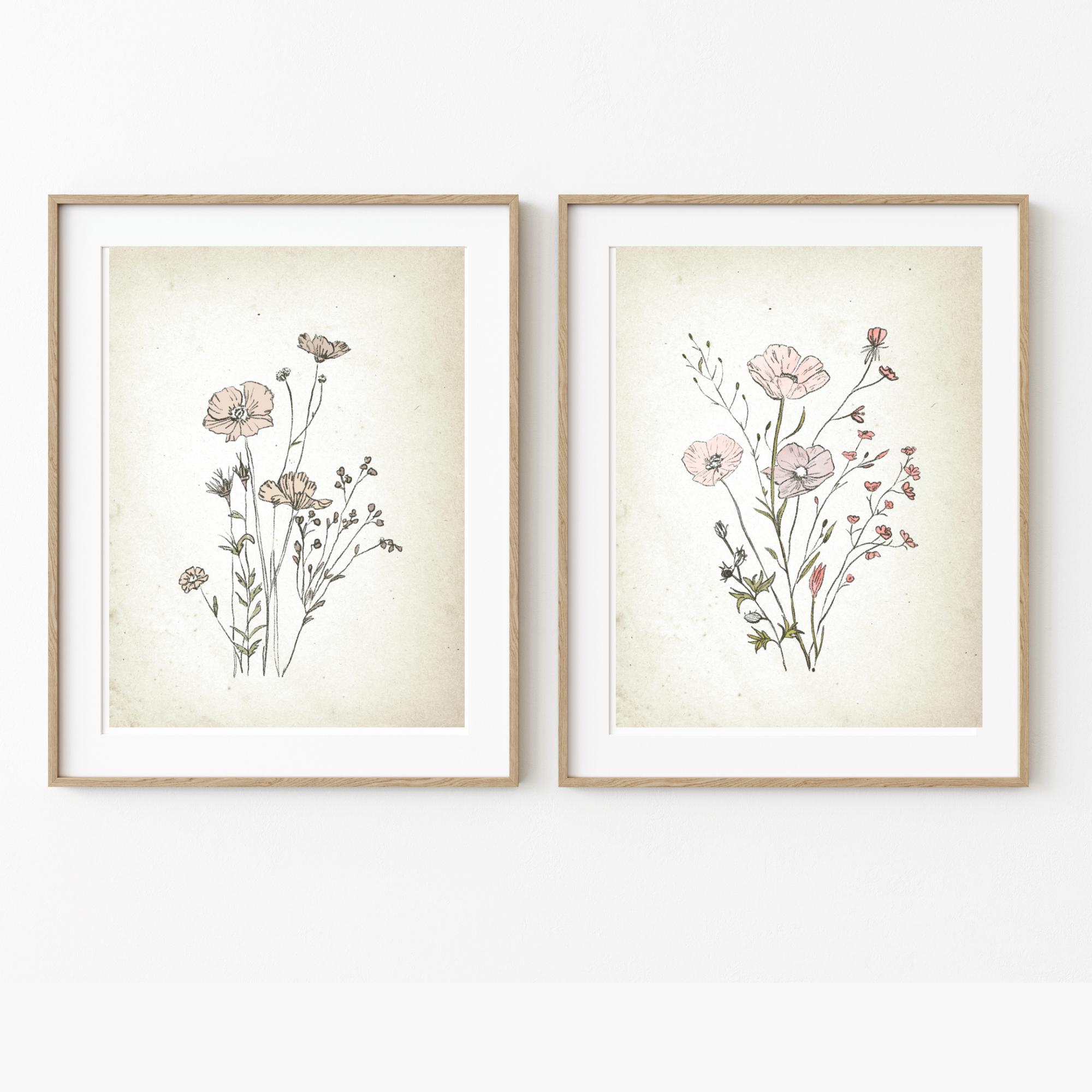 New Baby Custom Prints, Set of 3 Wildflower Wall Art Printables ...