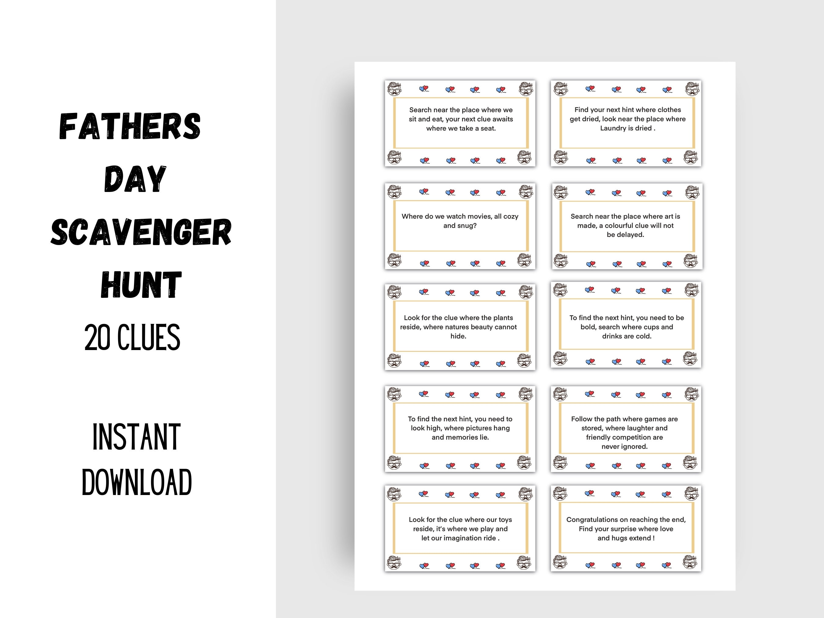 Fathers Day Scavenger Hunt, Fathers Day Treasure Hunt, Indoor Treasure ...