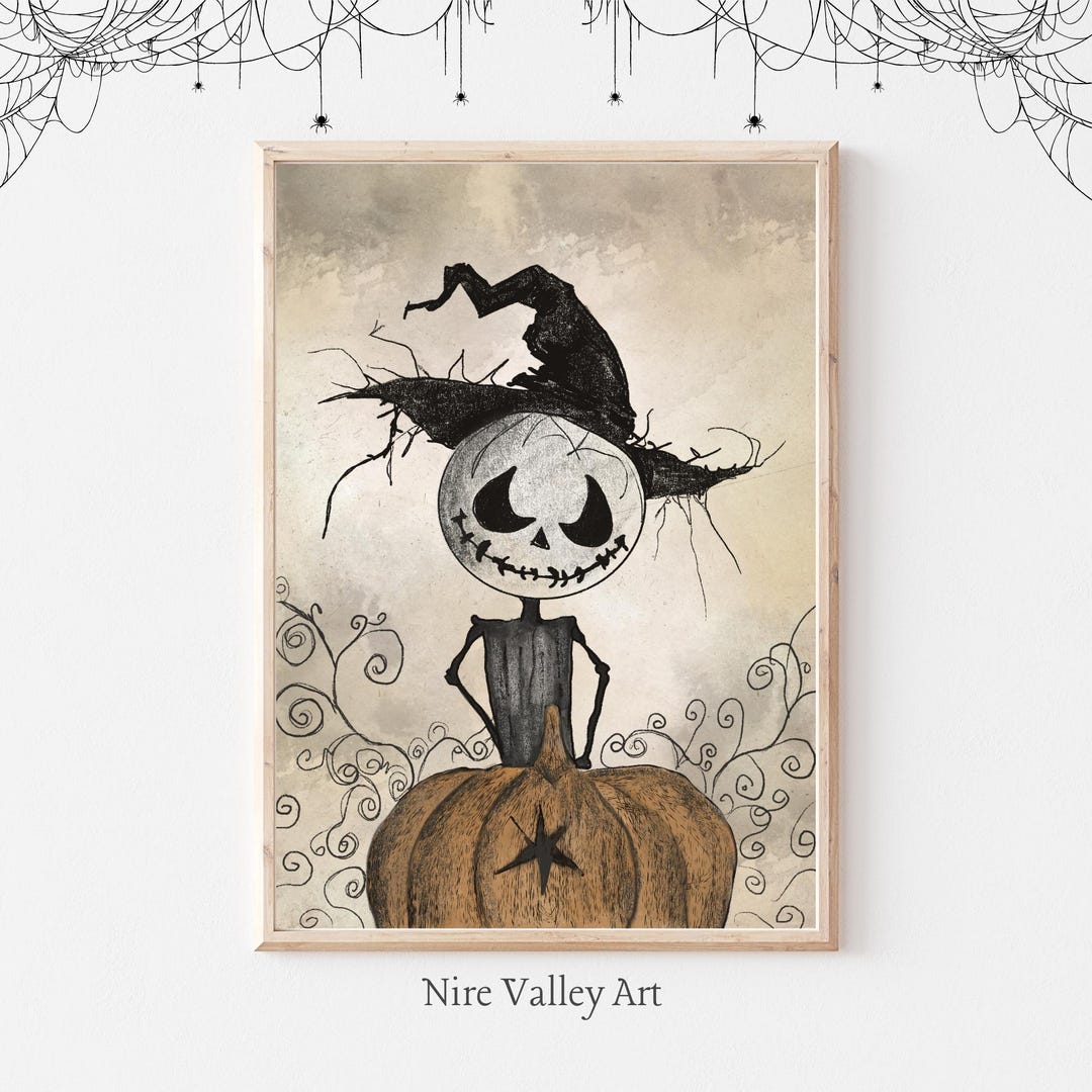 Vintage Halloween Wall Art Printable, Ghosts and Pumpkins Print ...