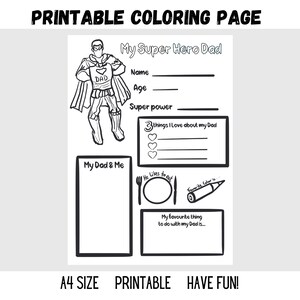 Fathers Day Printable Coloring Page,fathers Day Gift,digital Instant ...