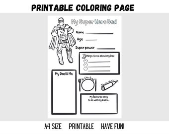 Fathers Day Printable Coloring Page, Dad Instant Download, Kids Gift ...