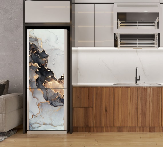 Black Gold Marble Style Refrigerator Fridge Wrap Color Black - Etsy