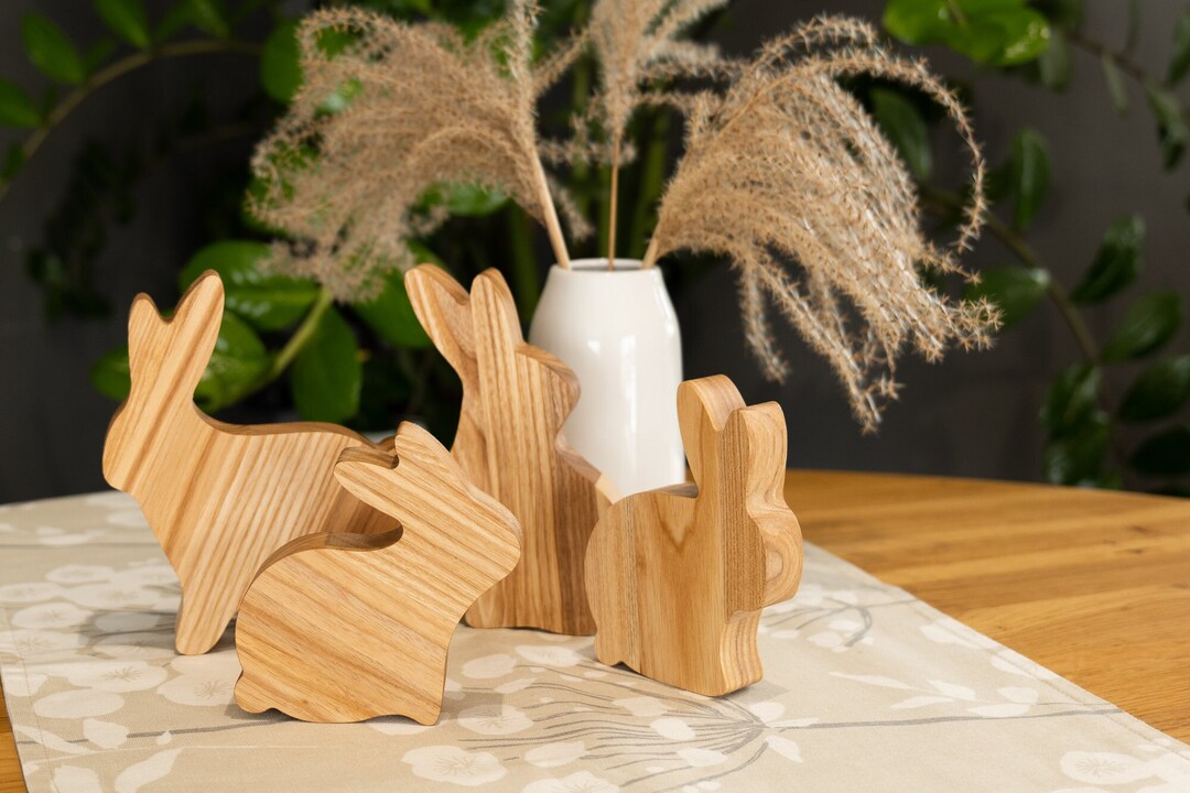 Oak Wood Easter Bunny Family: Rustic Easter Decor - Etsy